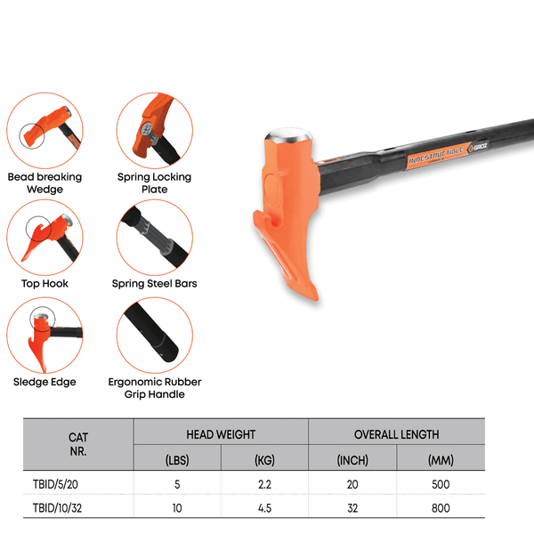 32" Indestructible Handle Tire Bead Breaker Hammer, 10 lb. – GROZ USA