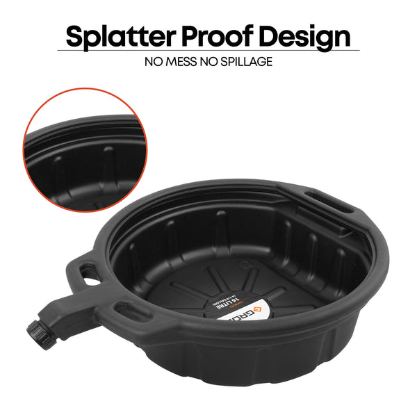 Oil Drain Pan, 4.25 Gallon (16 Liter) Capacity, with Spout Cap – GROZ USA