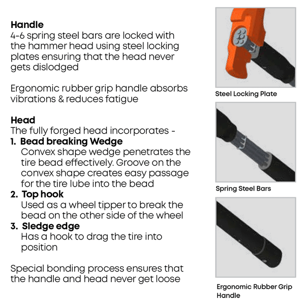 20" Indestructible Handle Tire Bead Breaker Hammer, 5 lb. – GROZ USA